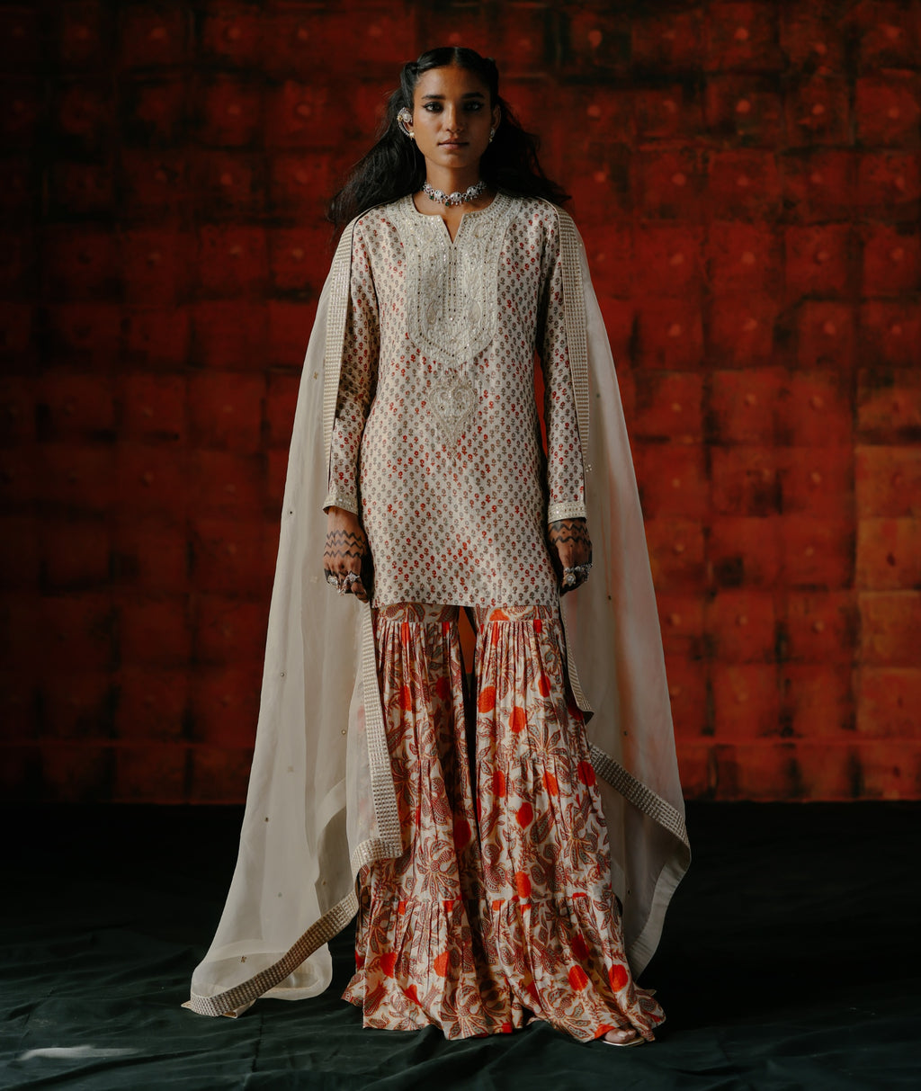 Drishti & Zahabia Pearl Print Sharara Set | Indiaspopup.com