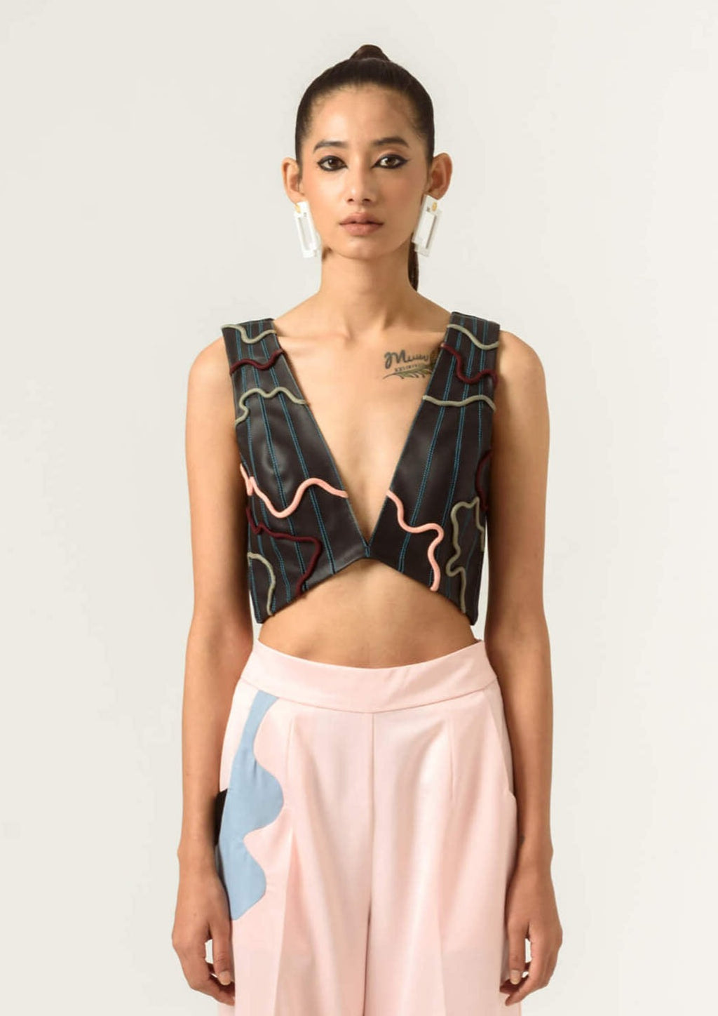 Siddhant Aggarwal | Black Patched Bustier | INDIASPOPUP.COM