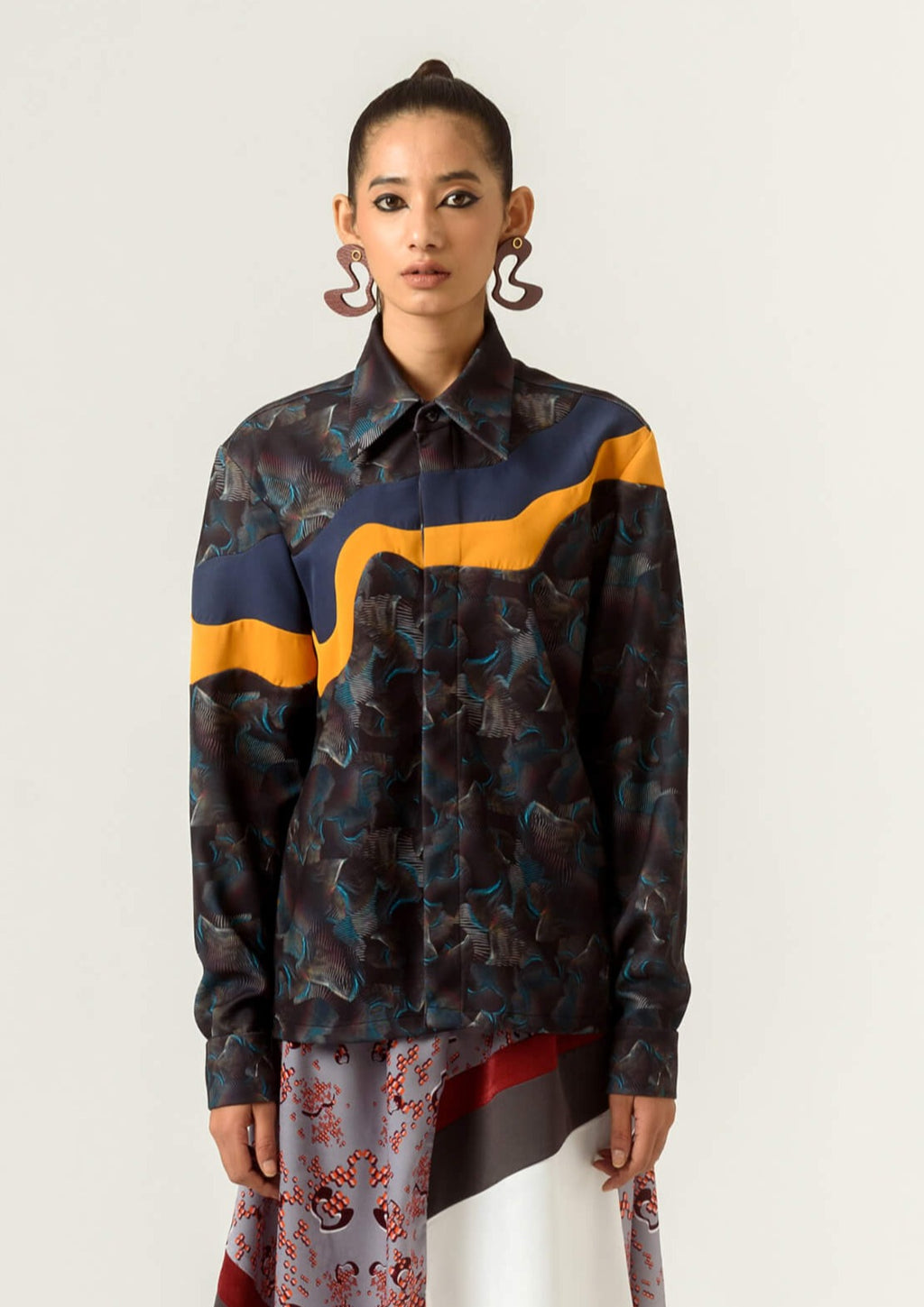 Siddhant Aggarwal | Ennui Print Shoulder Detailed Shirt | INDIASPOPUP.COM