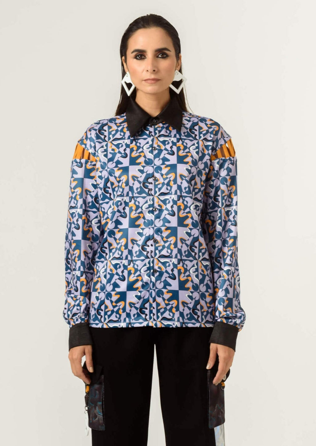Siddhant Aggarwal | Rage Print Shoulder Detailed Shirt | INDIASPOPUP.COM