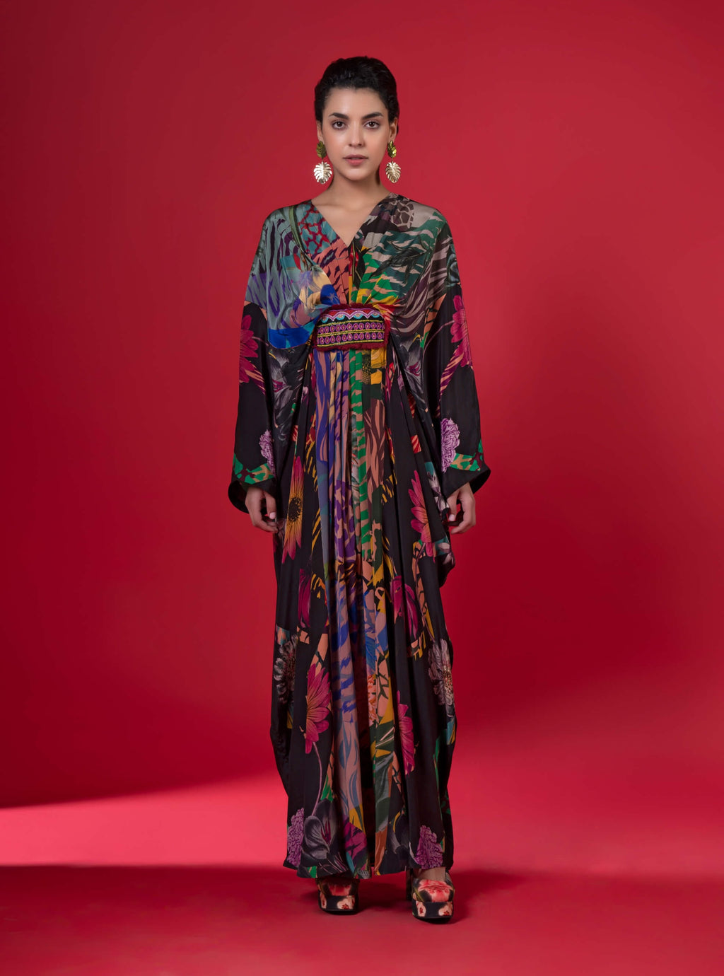 Juniper print embroidered kaftan dress – INDIASPOPUP.COM