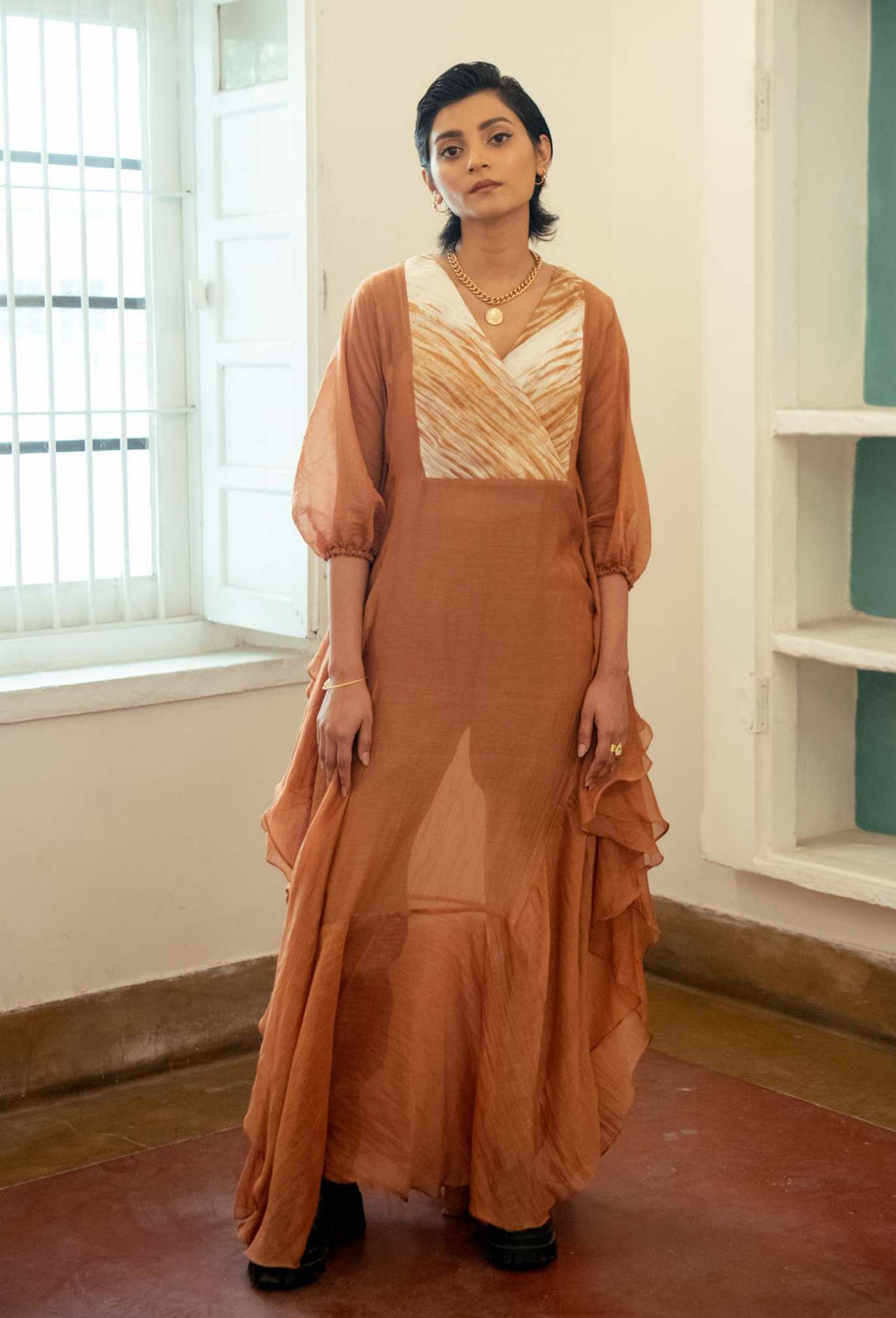 The Loom Art | Burnt Sepia Kaftan | INDIASPOPUP.COM