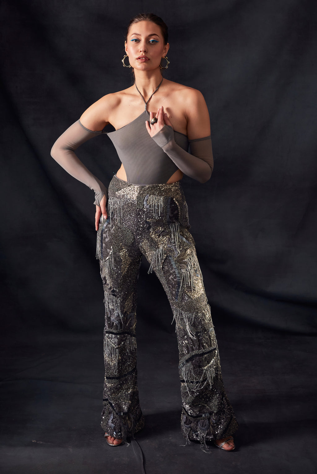 Nikita Mhaisalkar | Grey Halter Bodysuit | INDIASPOPUP.COM