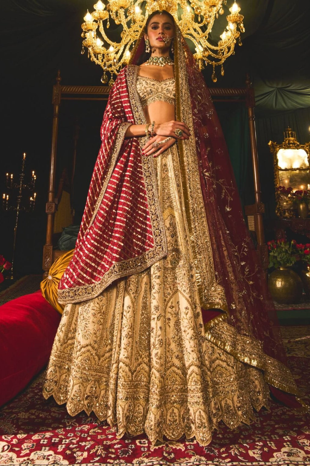 Roqa Zarir Gold Lehenga Set | Indiaspopup.com