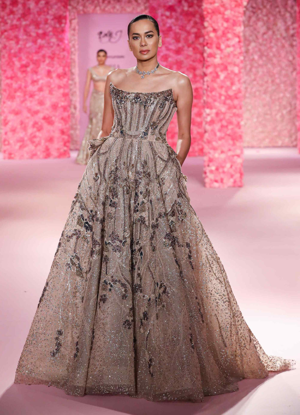 Dolly J Eleanor Gold Shimmer Gown | Indiaspopup.com