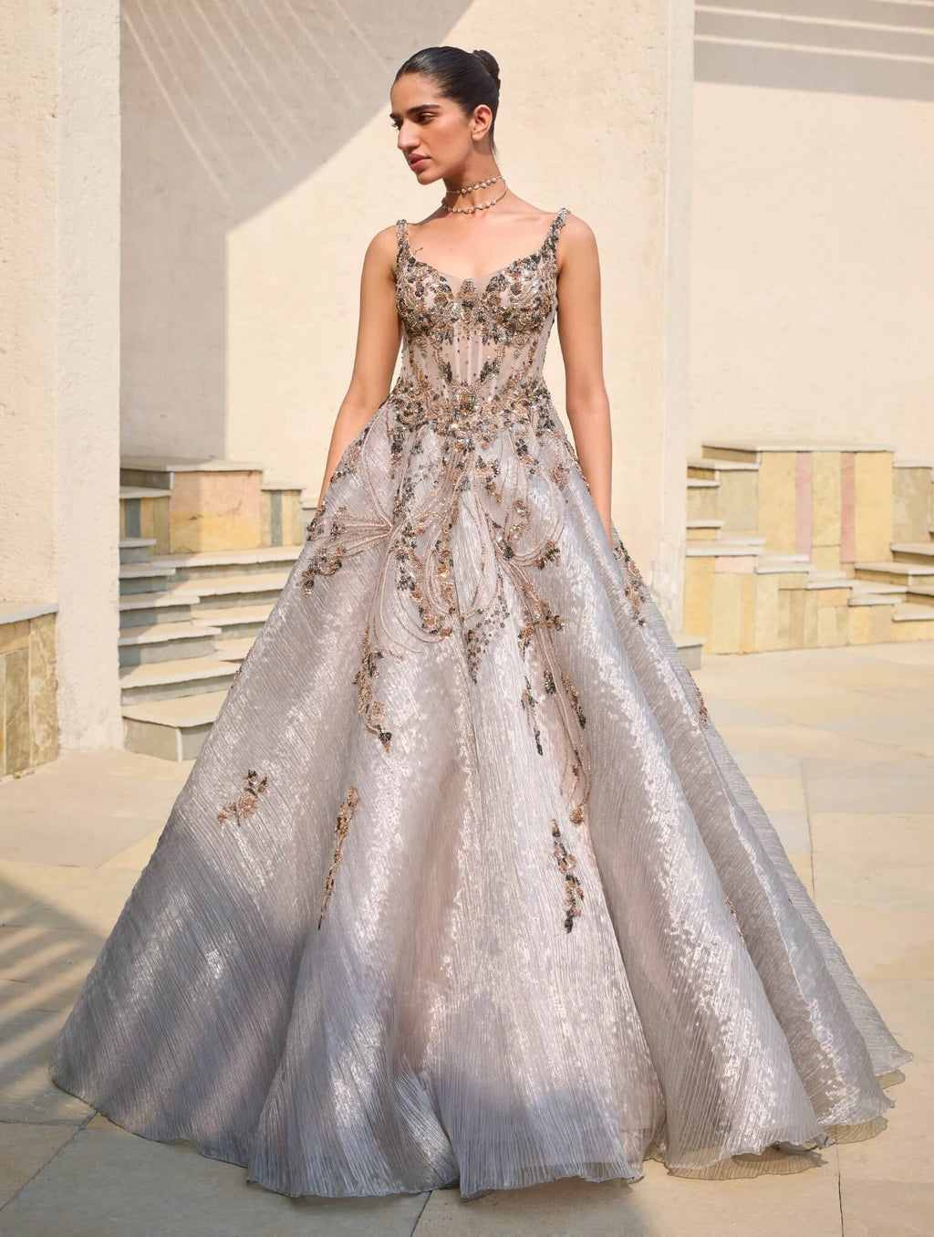 Dolly J Celestial Gray Ash Gown | Indiaspopup