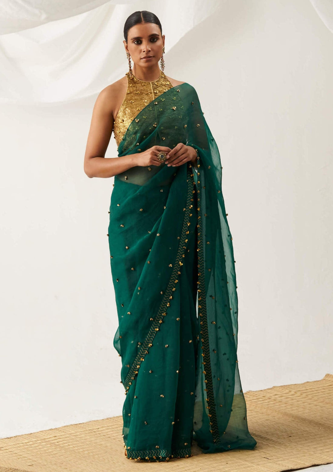 Itrh | Amodini Emerald Green Sari And Blouse | INDIASPOPUP.COM