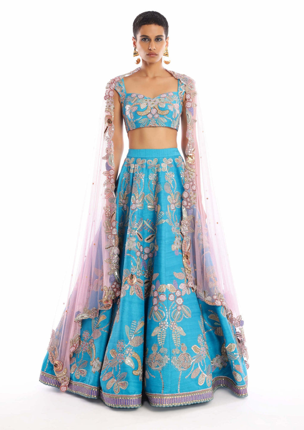 Aisha Rao | Kindred Meadows Blue Lehenga Set | INDIASPOPUP.COM
