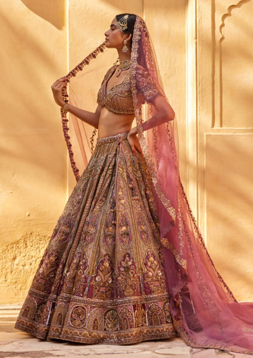 Roqa | Dusty Pink Alima Lehenga Set | INDIASPOPUP.COM