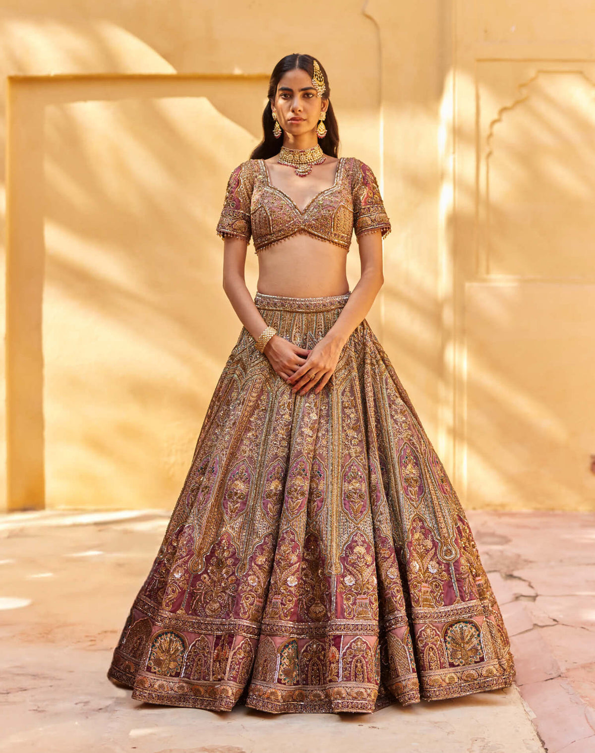 Roqa | Dusty Pink Alima Lehenga Set | INDIASPOPUP.COM