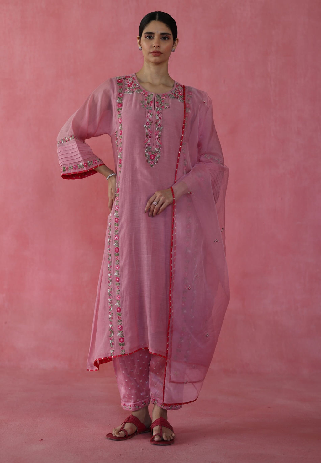 Begum Pret Kulfi Pink Kurta Set | Indiaspopup.com