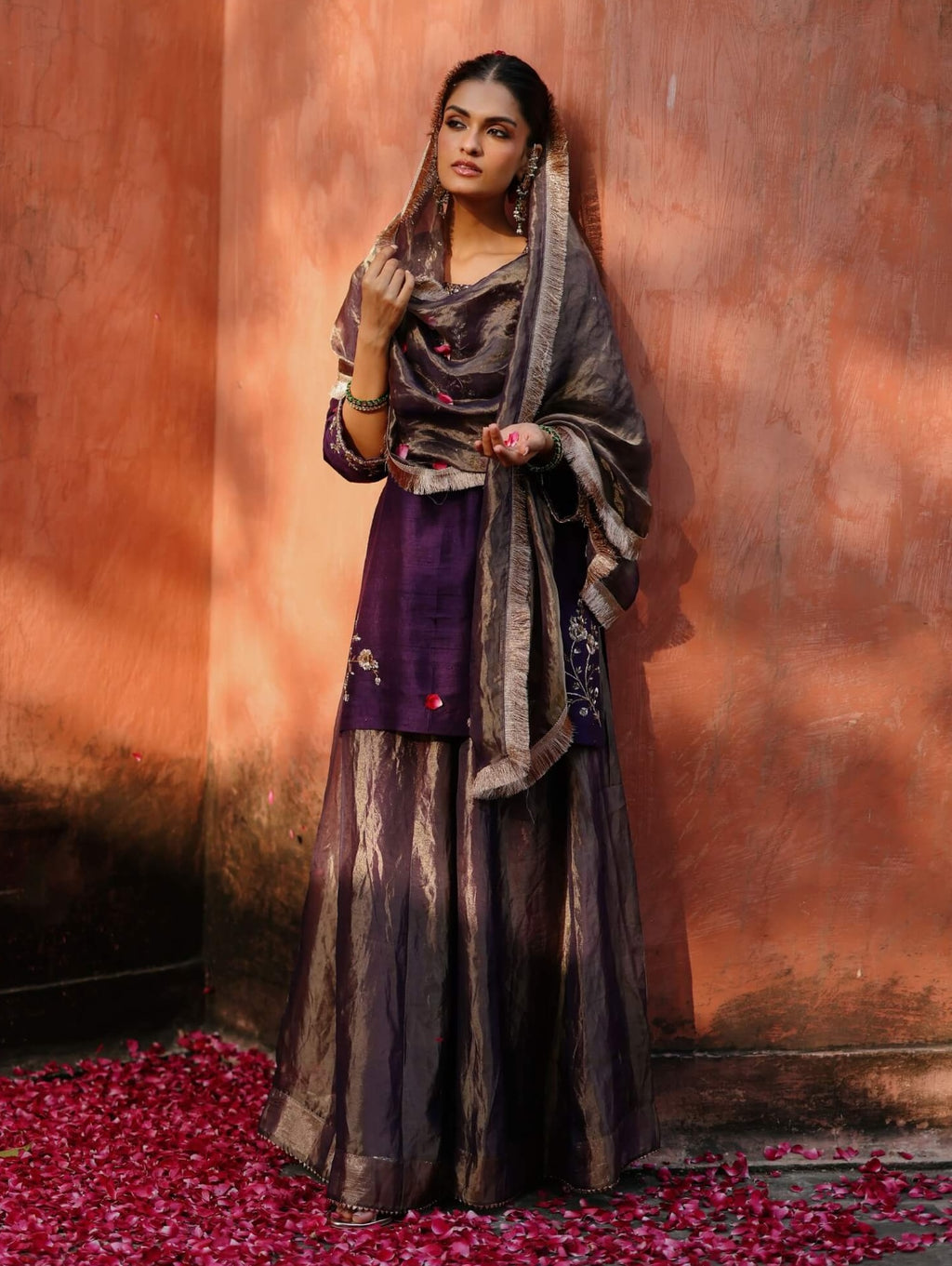 Begum Pret Ruksaar Purple Sharara Set | Indiaspopup.com
