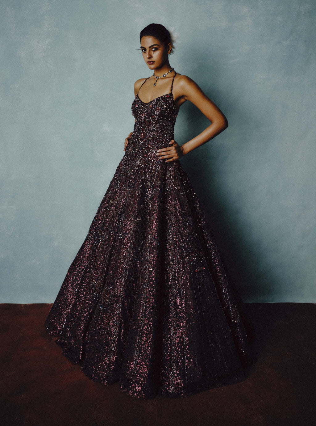 Celestial plum radiance gown
