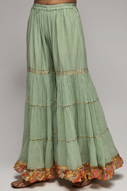 Mint green rashida short sharara set