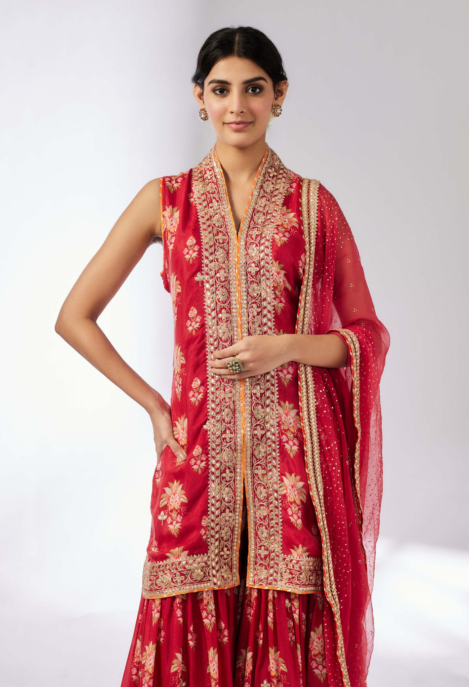 Dhriti red sleeveless sharara set – INDIASPOPUP.COM