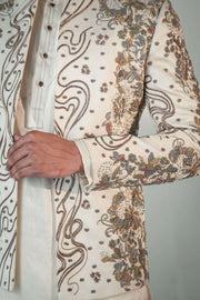 Eleven ivory short jacket and kurta set