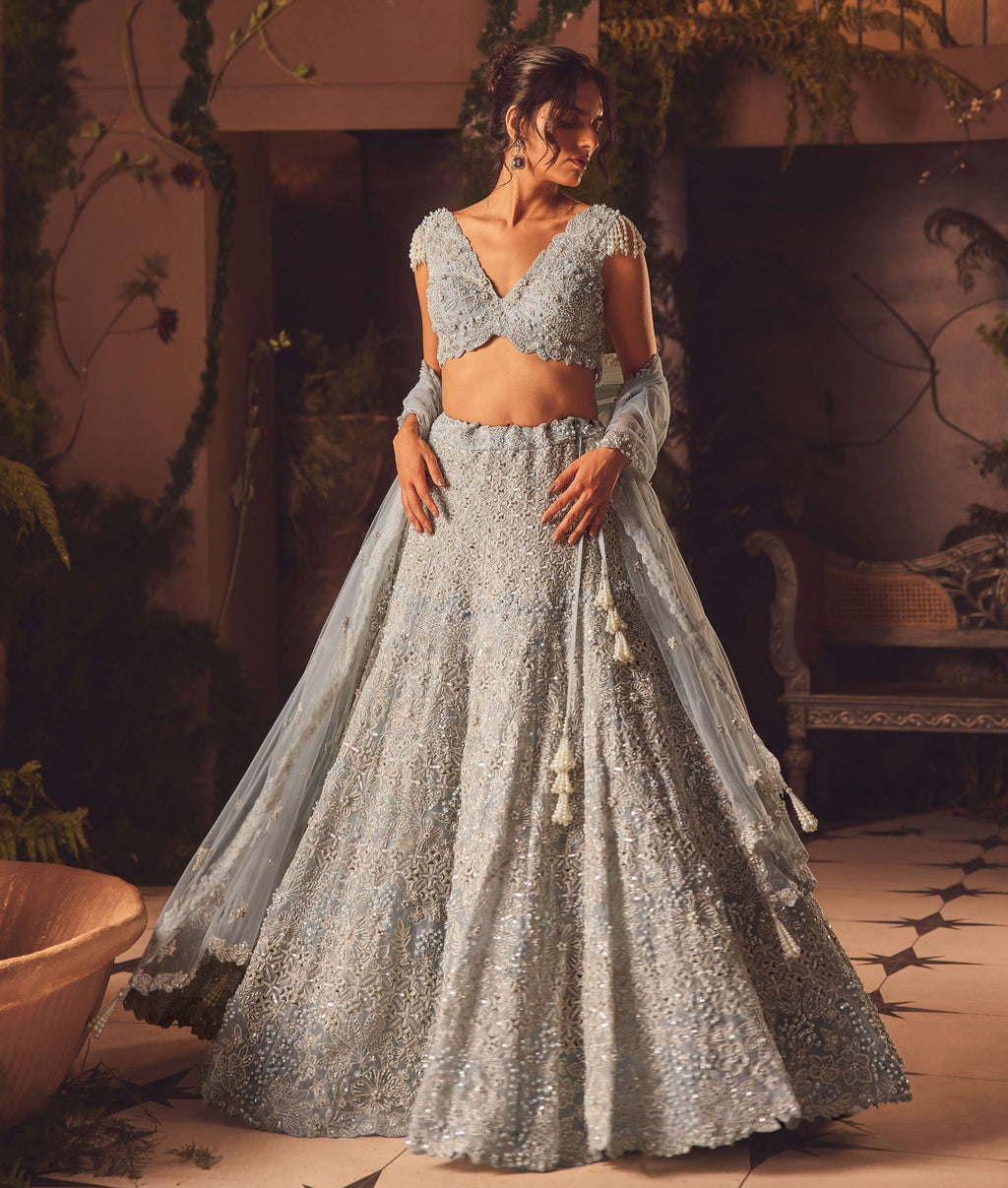 Lyra blue gray lehenga set