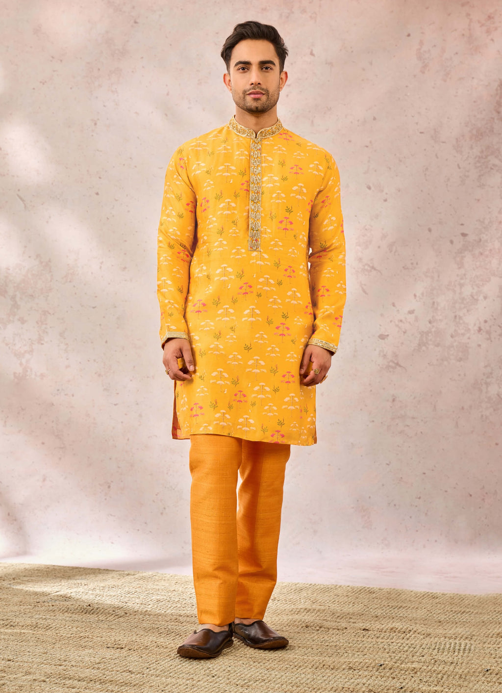 House Of Masaba Men Son Patissa Mustard Kurta | Indiaspopup