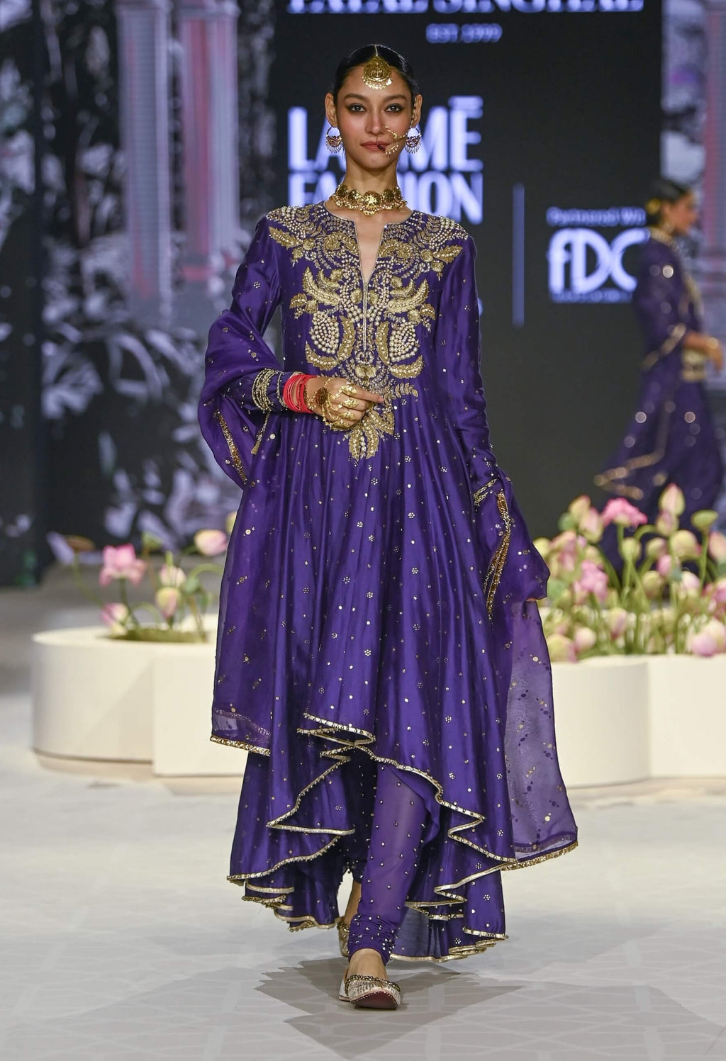 Zinat purple embroidered high low anarkali set – INDIASPOPUP.COM