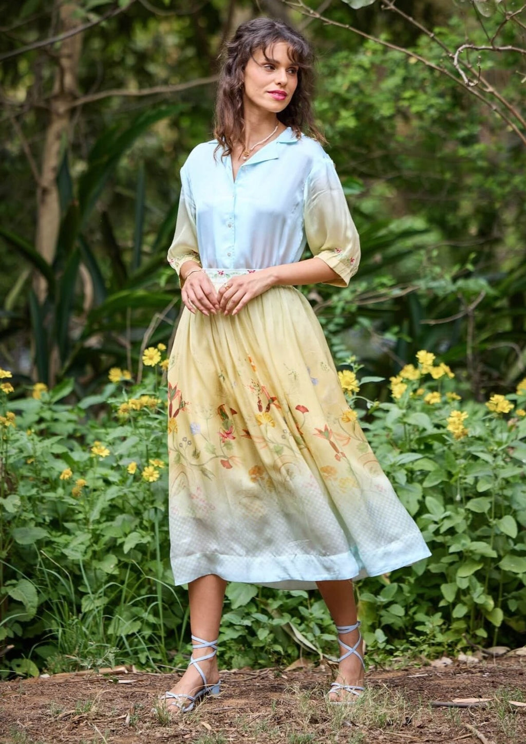 Pozruh Cyprus Yellow Top And Skirt | Indiaspopup.com