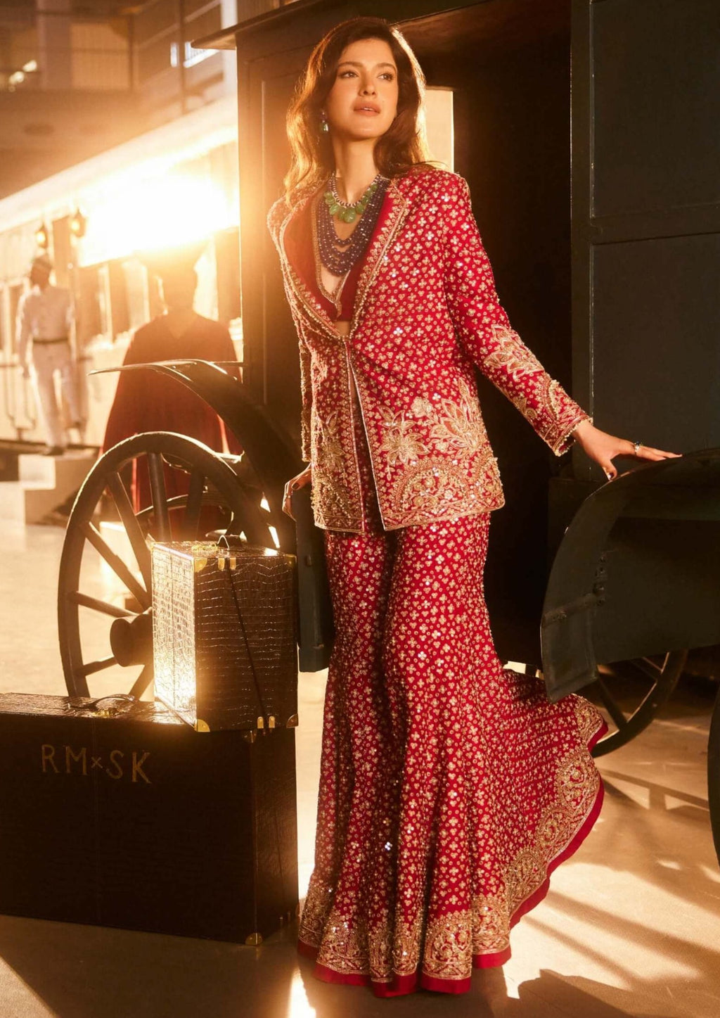 Ridhi Mehra | Milan Red Pant And Jacket Set | INDIASPOPUP.COM