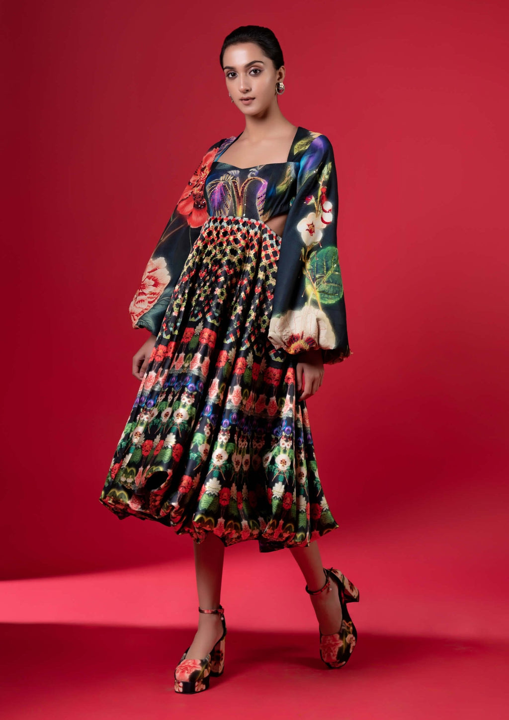 Siddhartha Bansal Night Bloom Balloon Dress | Indiaspopup.com