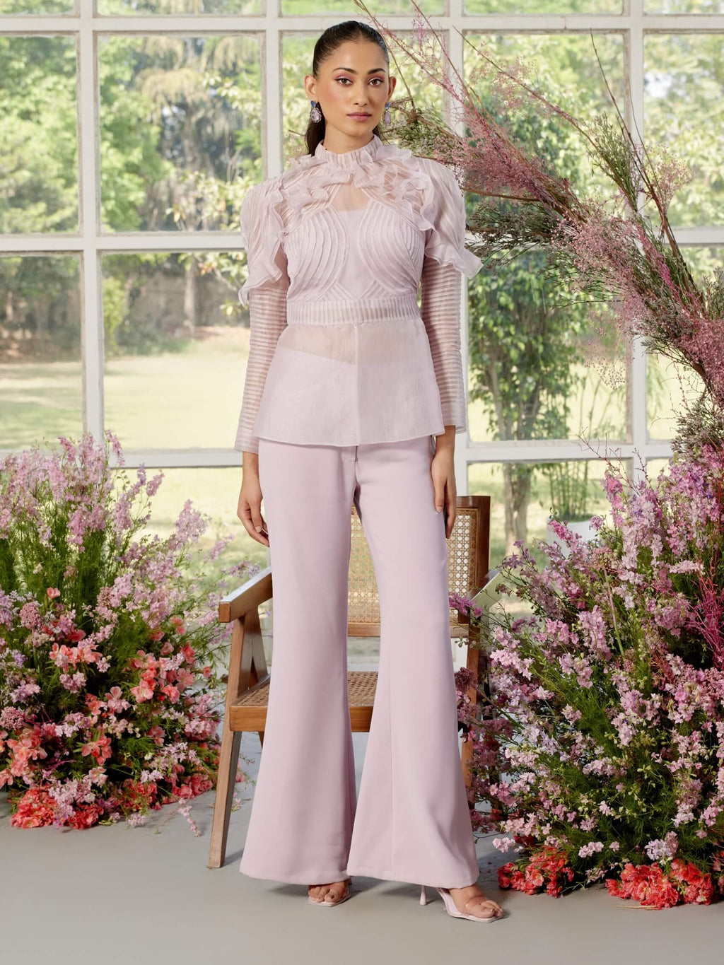 Parul And Preyanka Eloise Pink Pintucks Shirt And Pant Set ...