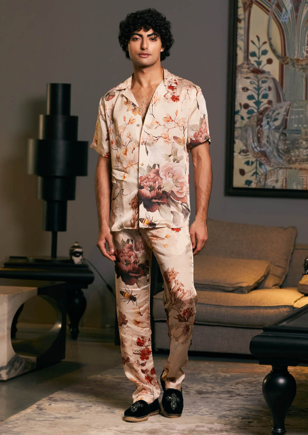 Siddartha Tytler Men Bumble Bee Cuban Collar Shirt And Pants ...