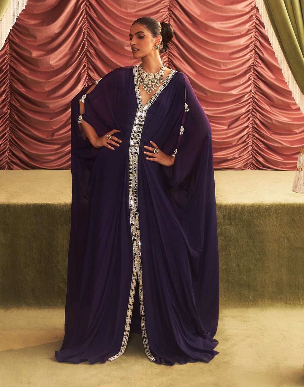 Chammak challo purple draped kaftan – INDIASPOPUP.COM