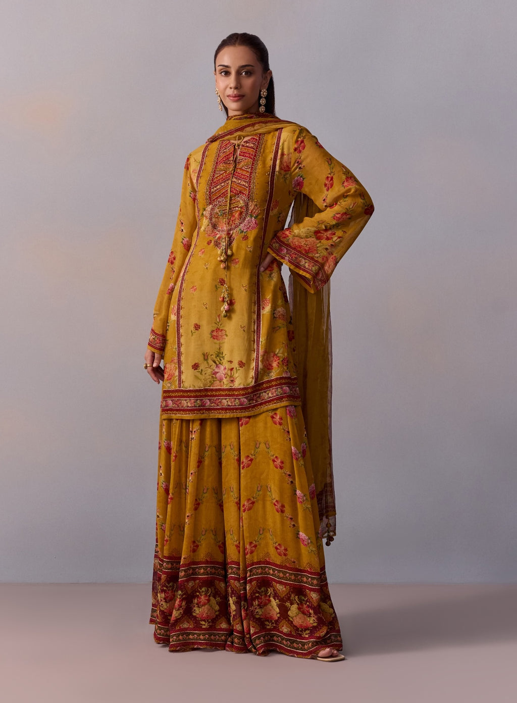 Kalista Anaisha Cannary Yellow Sharara Set | Indiaspopup.com