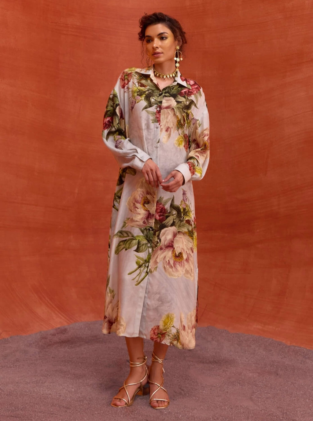 Kalista Melinda Gray Shirt Dress | Indiaspopup.com