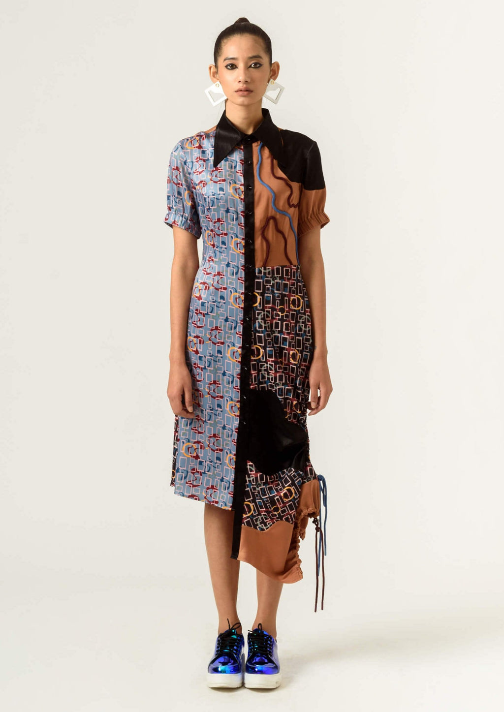 Siddhant Aggarwal | Multicolor Half And Half Shirt-Dress | INDIASPOPUP.COM