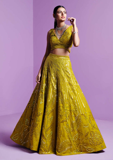 Lime spectrum lehenga set