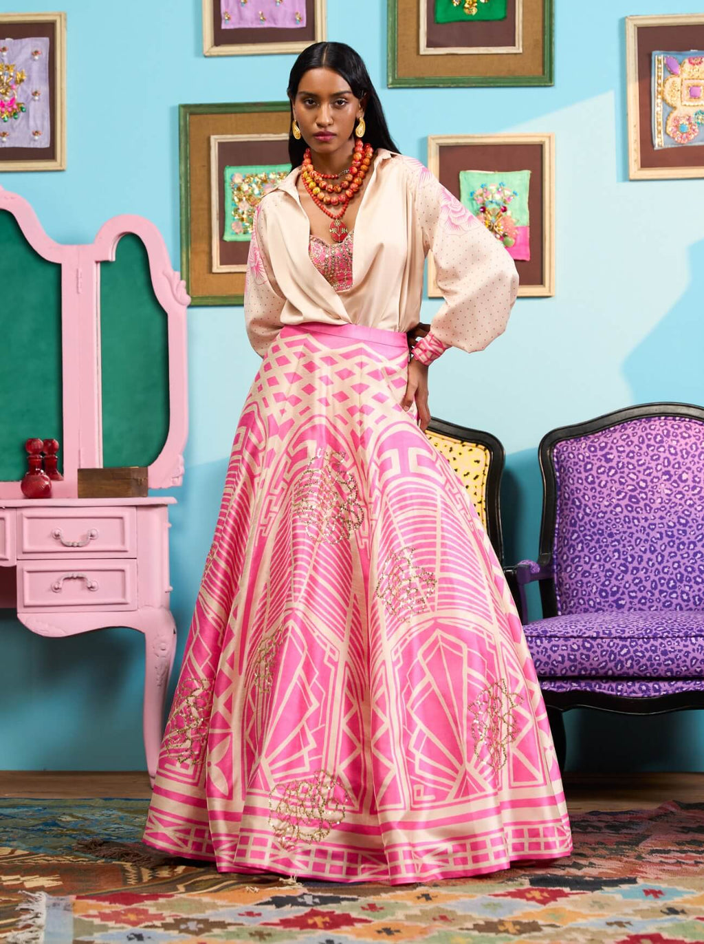 Pink fairy floss lehenga set