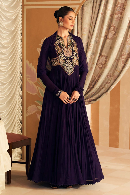 Purple banafsha anarkali and dupatta – INDIASPOPUP.COM