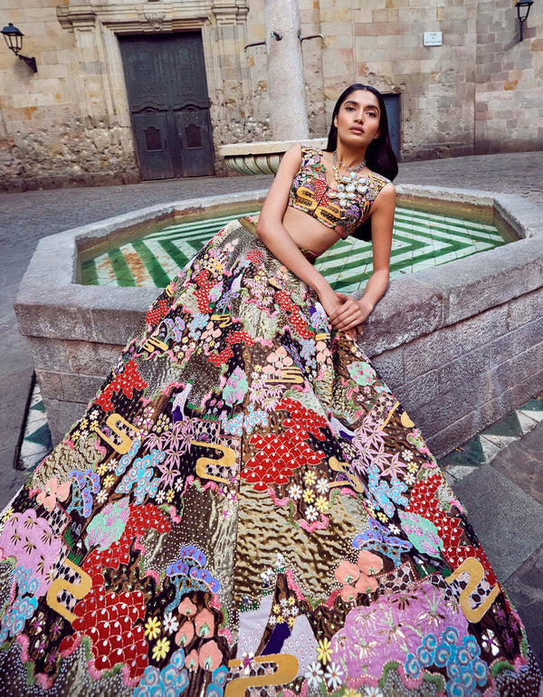 Aisha Rao | Gold Embellished Lehenga Set | INDIASPOPUP.COM