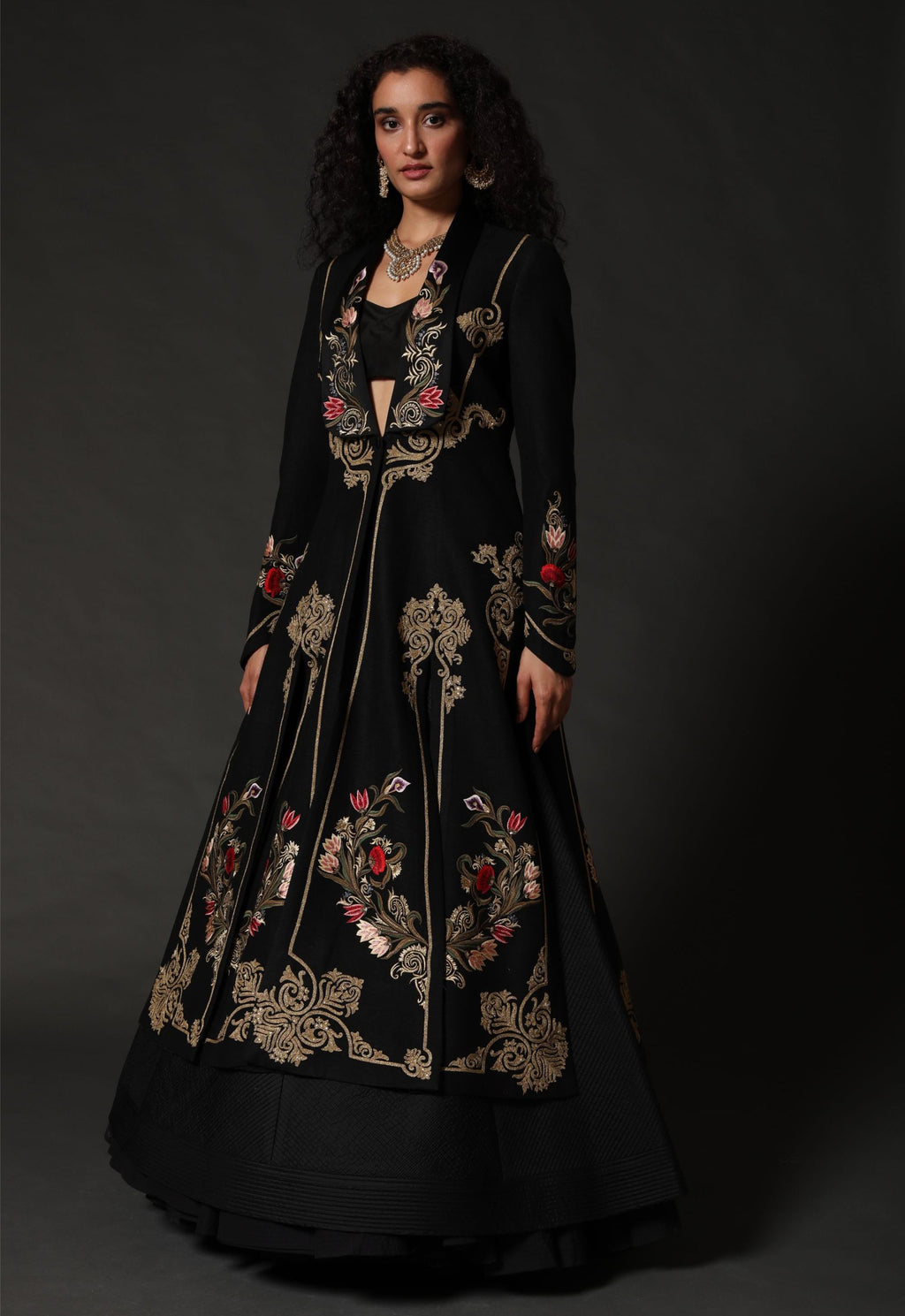 Rohit Bal | Black Matka Silk Jacket | INDIASPOPUP.COM