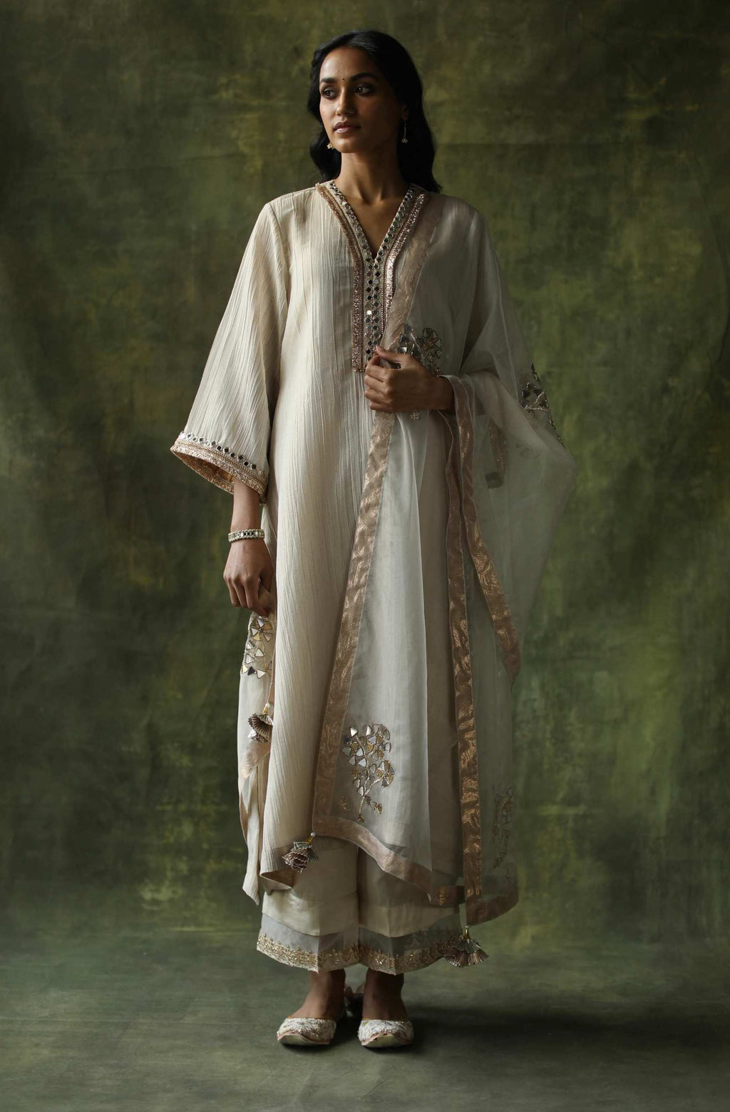 Begum Pret | Ivory Bahaar A-Line Cut Kurta Set | INDIASPOPUP.COM