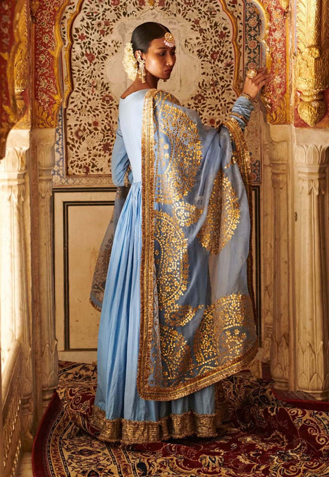 Itrh | Powder Blue Angrakha With Churidar | INDIASPOPUP.COM