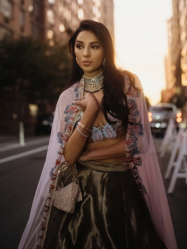 Aisha Rao | Copper And Gold Embellished Lehenga Set | INDIASPOPUP.COM