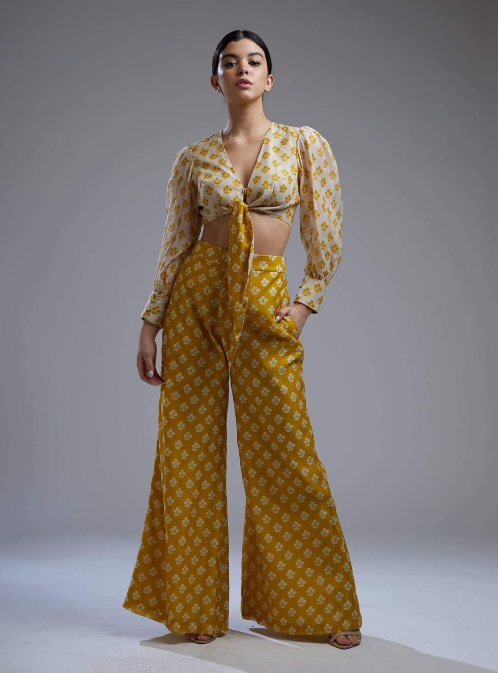 Koai | Cream & Yellow Top With Pants | INDIASPOPUP.COM