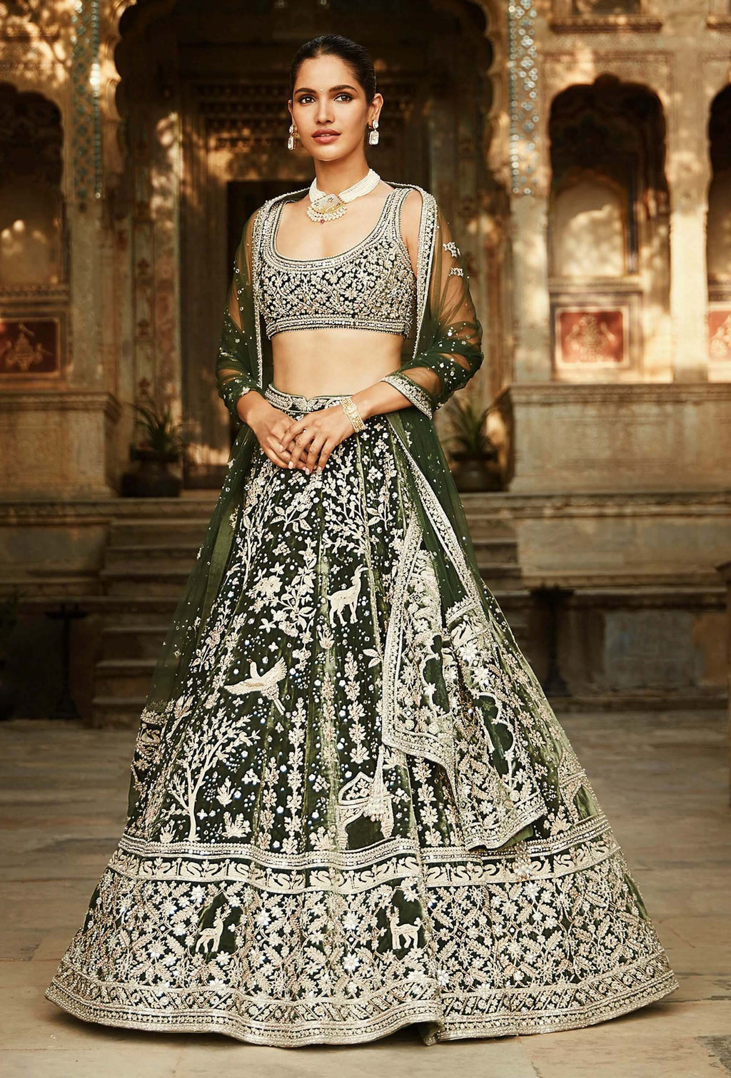 Matsya | Green Masai Mara Lehenga Set | INDIASPOPUP.COM