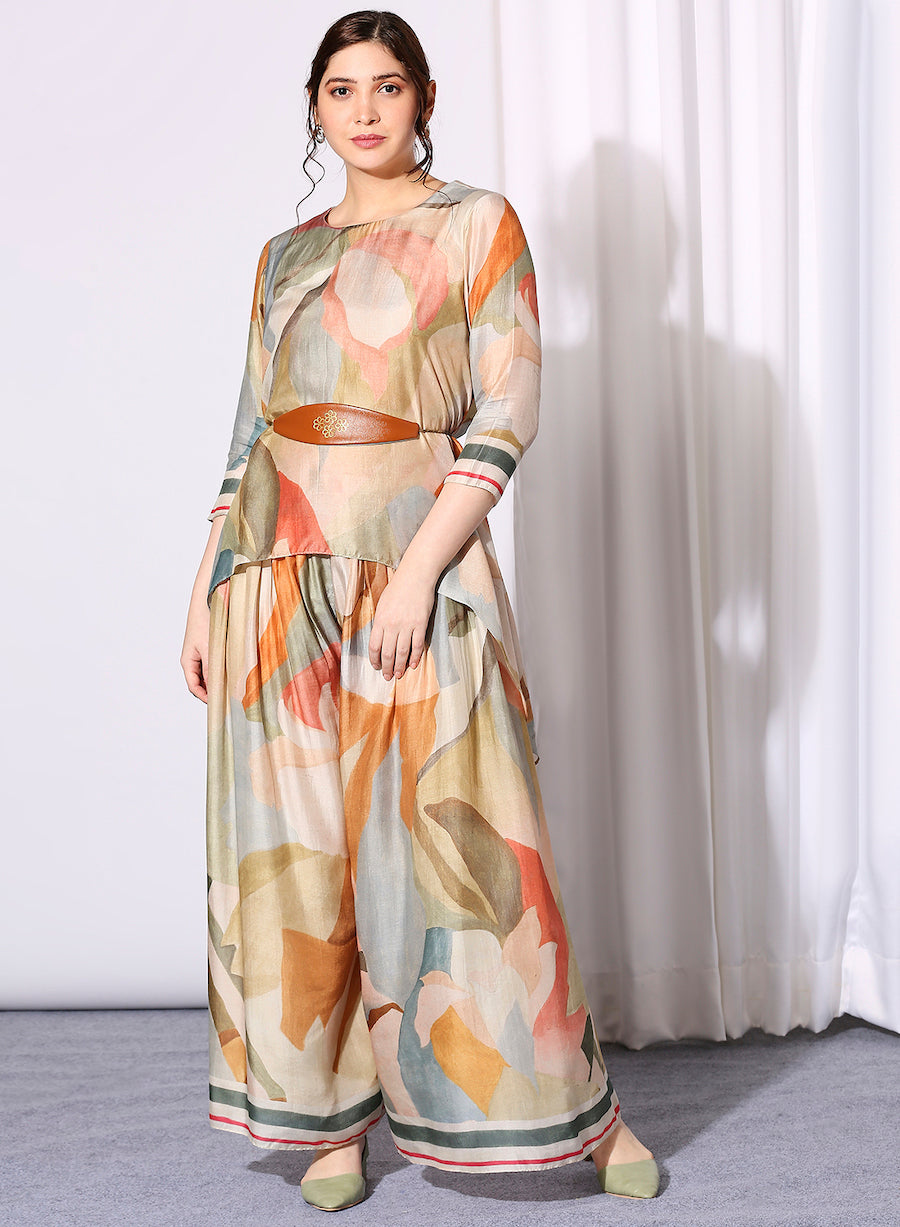 Soup By Sougat Paul | Watercolor Printed Asymmetrical Co-Ord Set ...